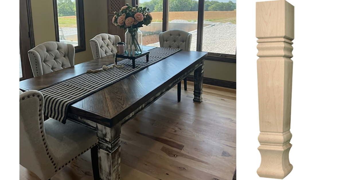 Osborne Wood | Rustic Farmhouse Table Legs Contrast with Herringbone…