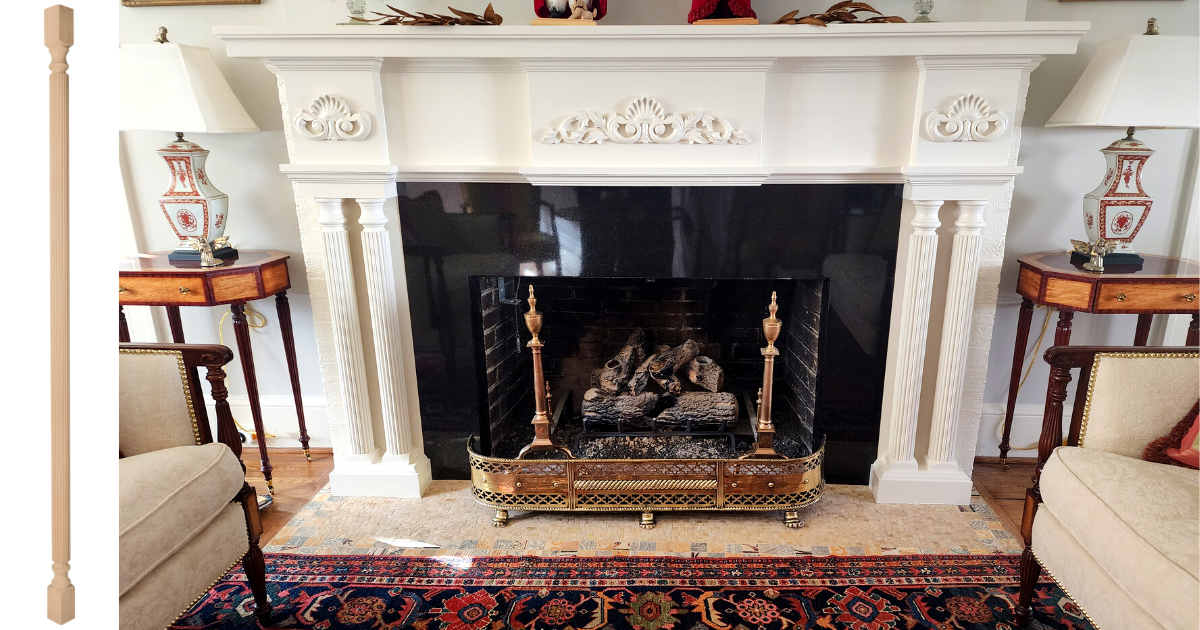Osborne Wood | Formal Fireplace Framed by Four Reeded Columns