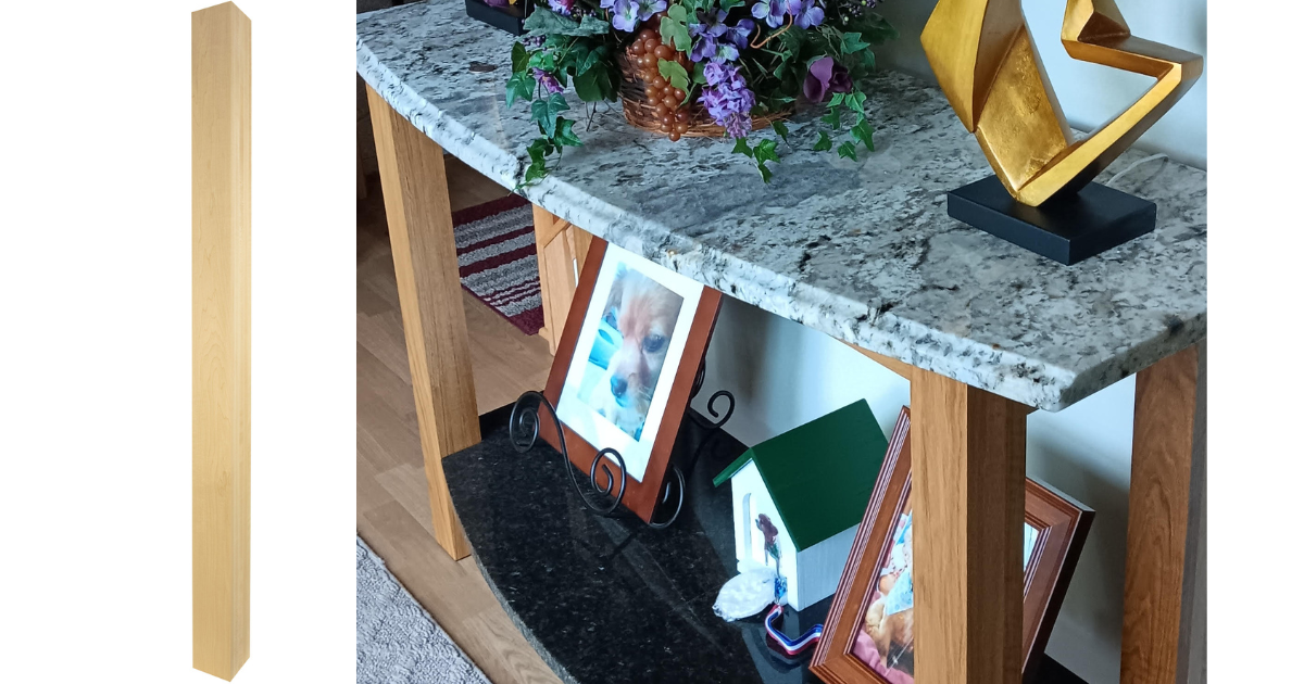 Osborne Wood | Entry Table Blends Square Legs and Curved Stone for a…