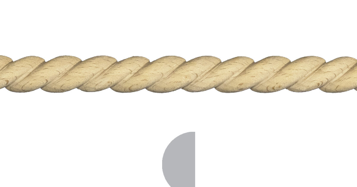 Osborne Wood | Half Round Rope Moulding - 8 ft. Stick