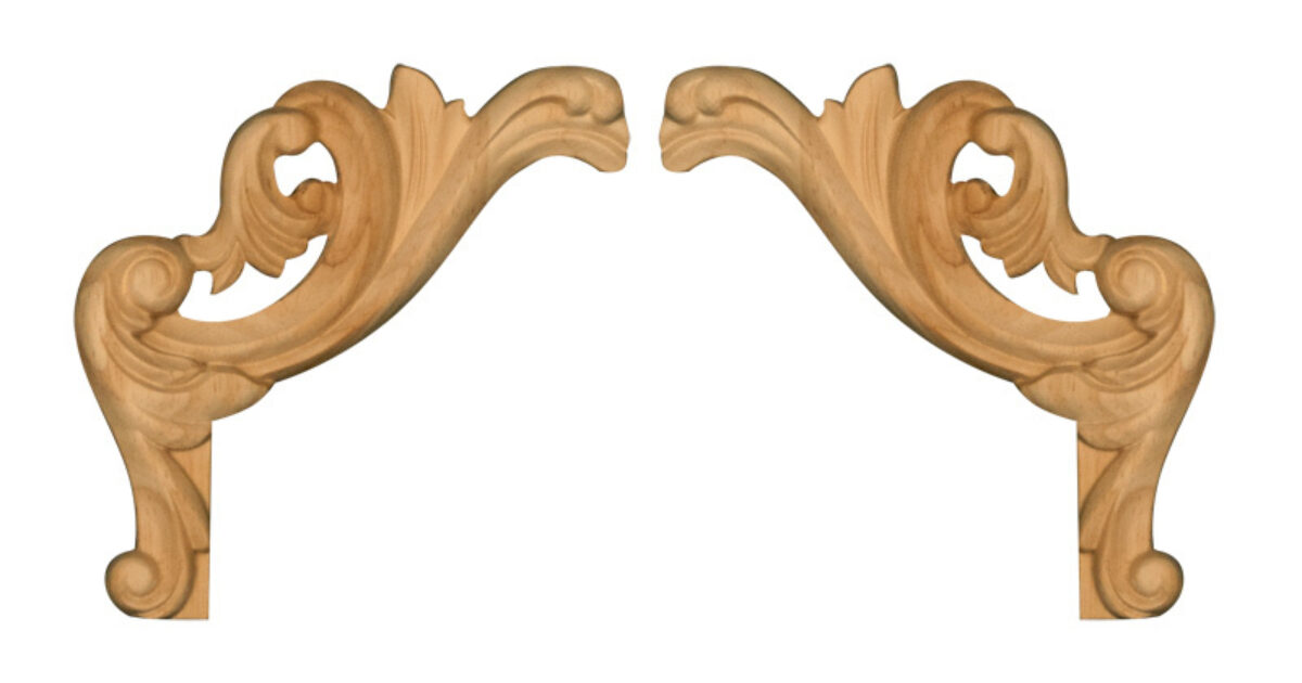 Osborne Wood | Hand Carved Clipped Scrolls Left and Right Pair