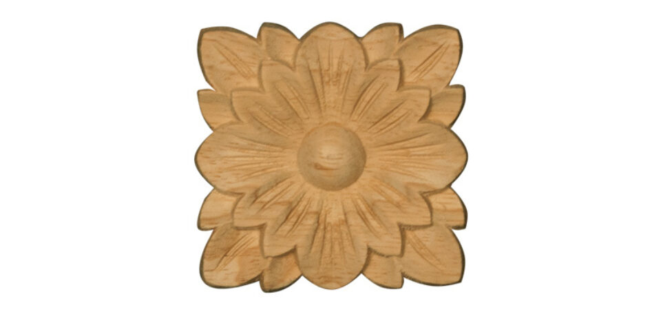 Decorative Wooden Rosettes Wood Carving Decoration Small Square